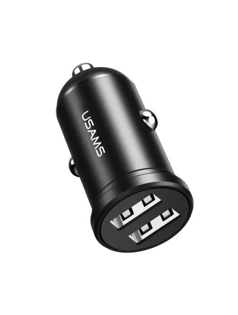 Mini Chargeur rapide Allume Cigare Voiture double USB 2.4A Usams US CC114 C20 Noir