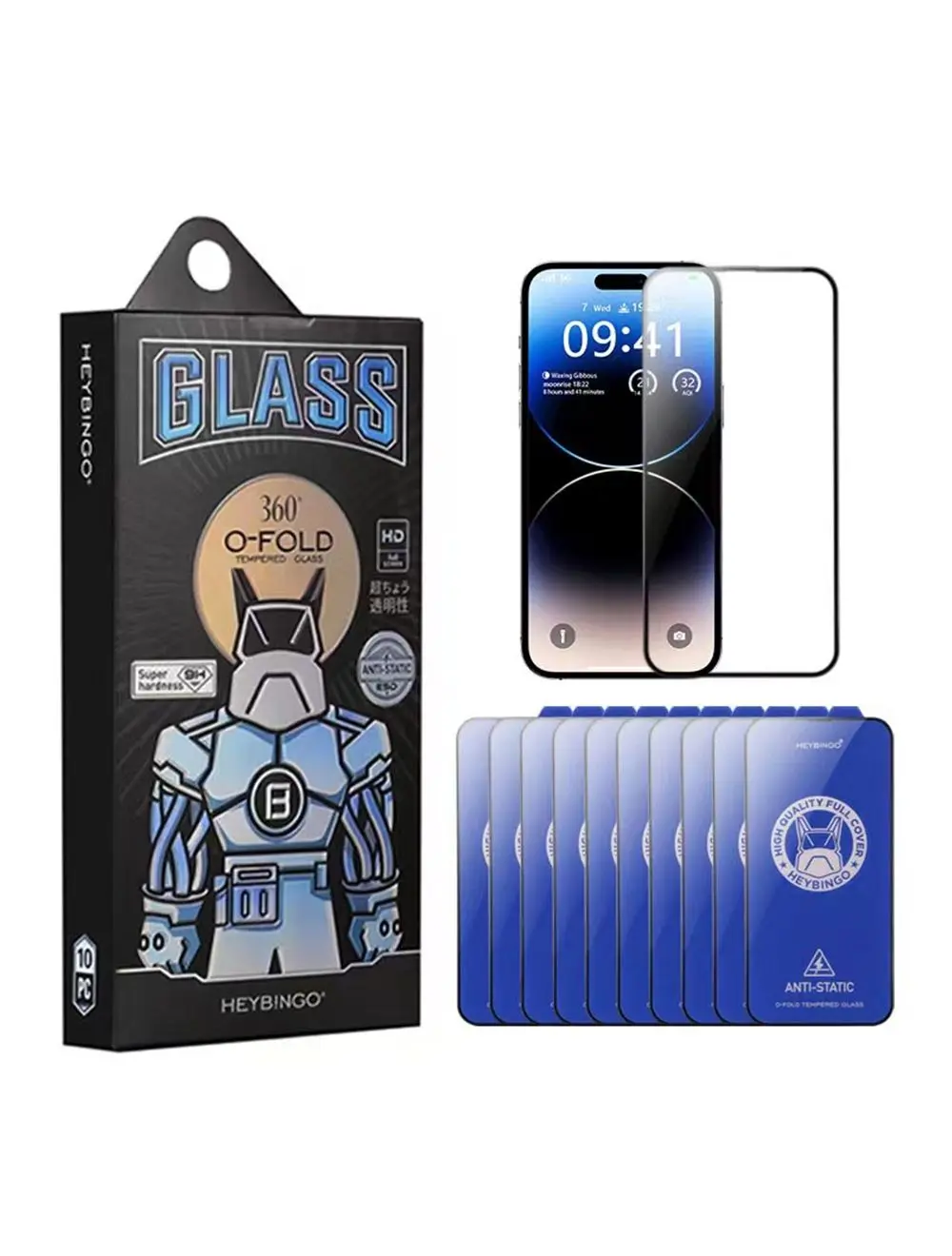 Verre trempé intégral iPhone 15 Pro 9H (Lot x10) Heybingo | Pieces2mobile